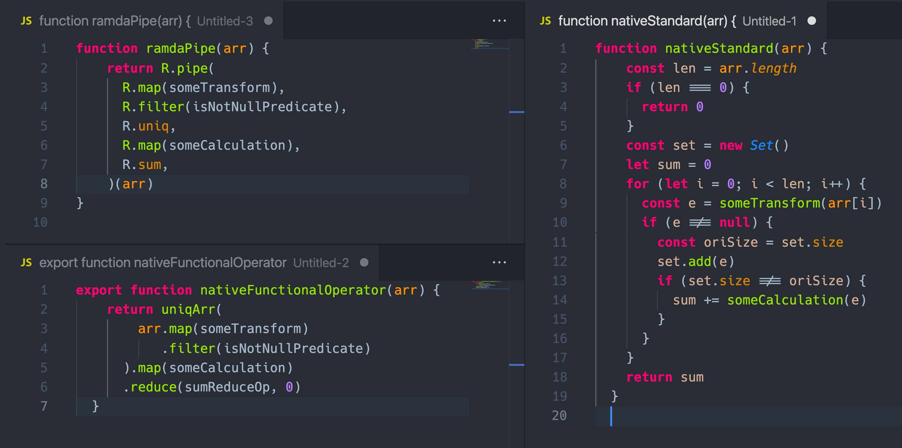 The Declarative Cost in Javascript
